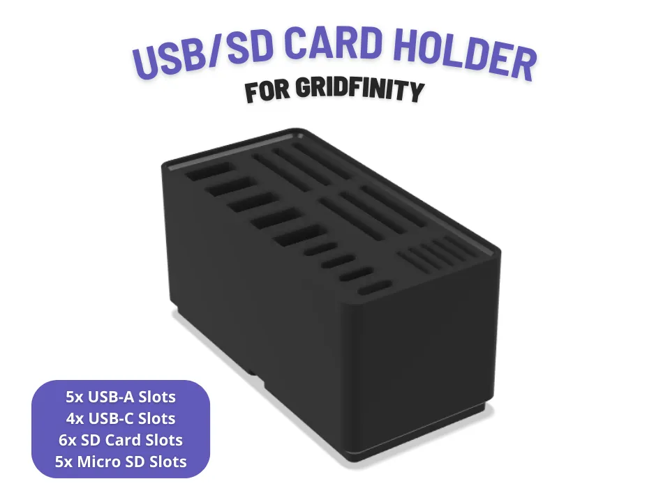 Gridfinity USB and SD Holder by Thinksometimes - MakerWorld