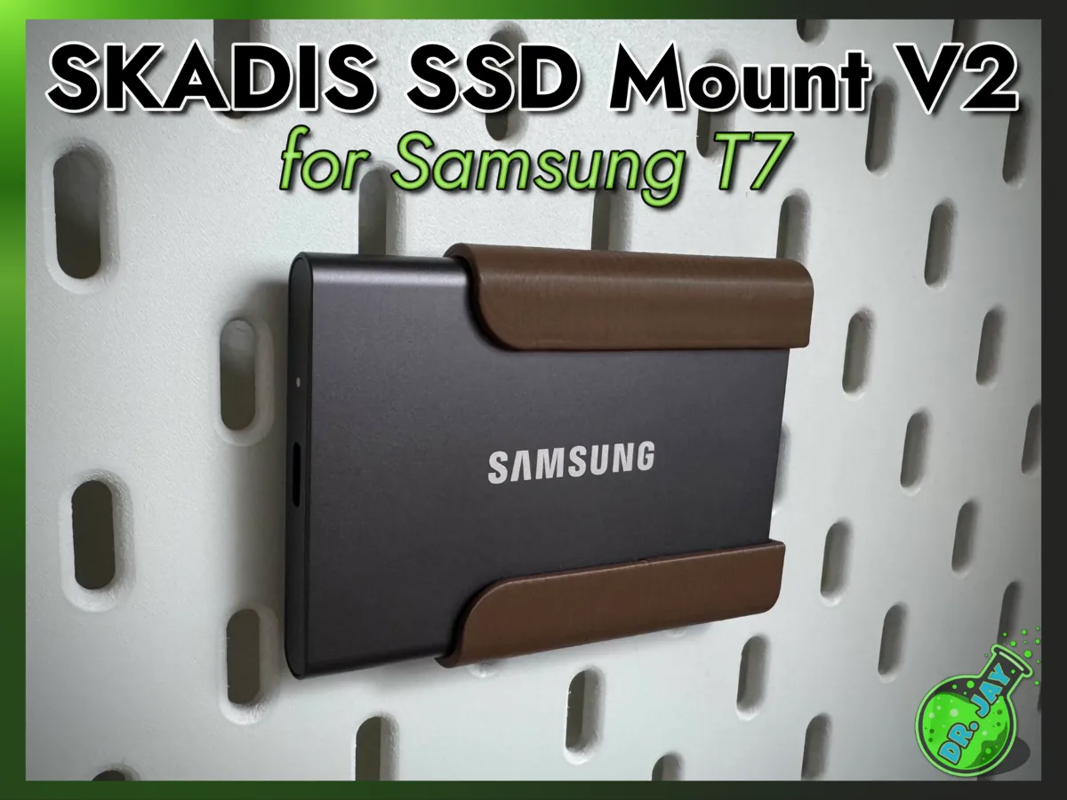 SKADIS Mount for Samsung T7 SSD - V2 - Free 3D Print Model - MakerWorld