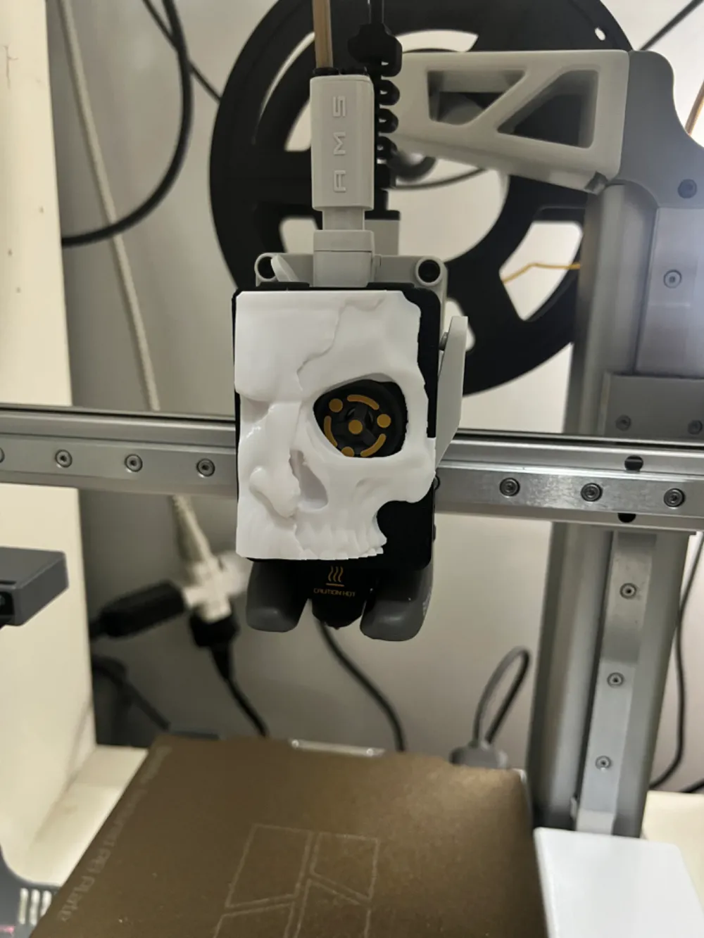 A1 and A1 mini extruder front cover skull Kratos by omerican3d - MakerWorld