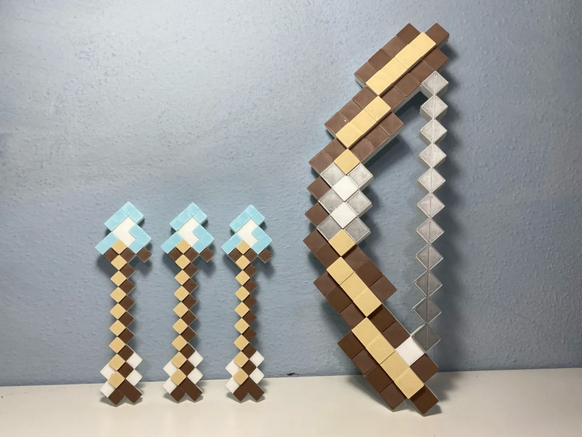 Minecraft Bow with Arrows - Free 3D Print Model - MakerWorld