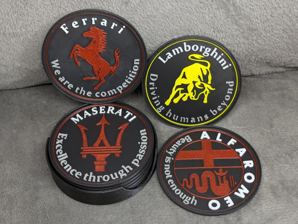 Car Logo Stackable Coaster Set - Italian Edition by DelPrints - MakerWorld