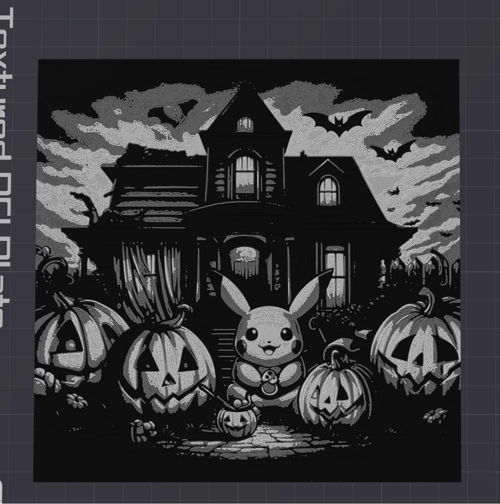 Pikachu Halloween greyscale - Hueforge 3 color filament painting by ...
