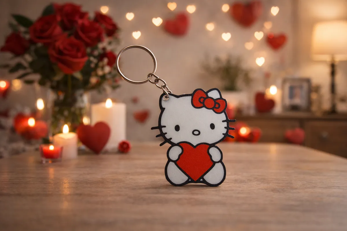 Hello kitty LOVE valentines Keychain - Free 3D Print Model - MakerWorld