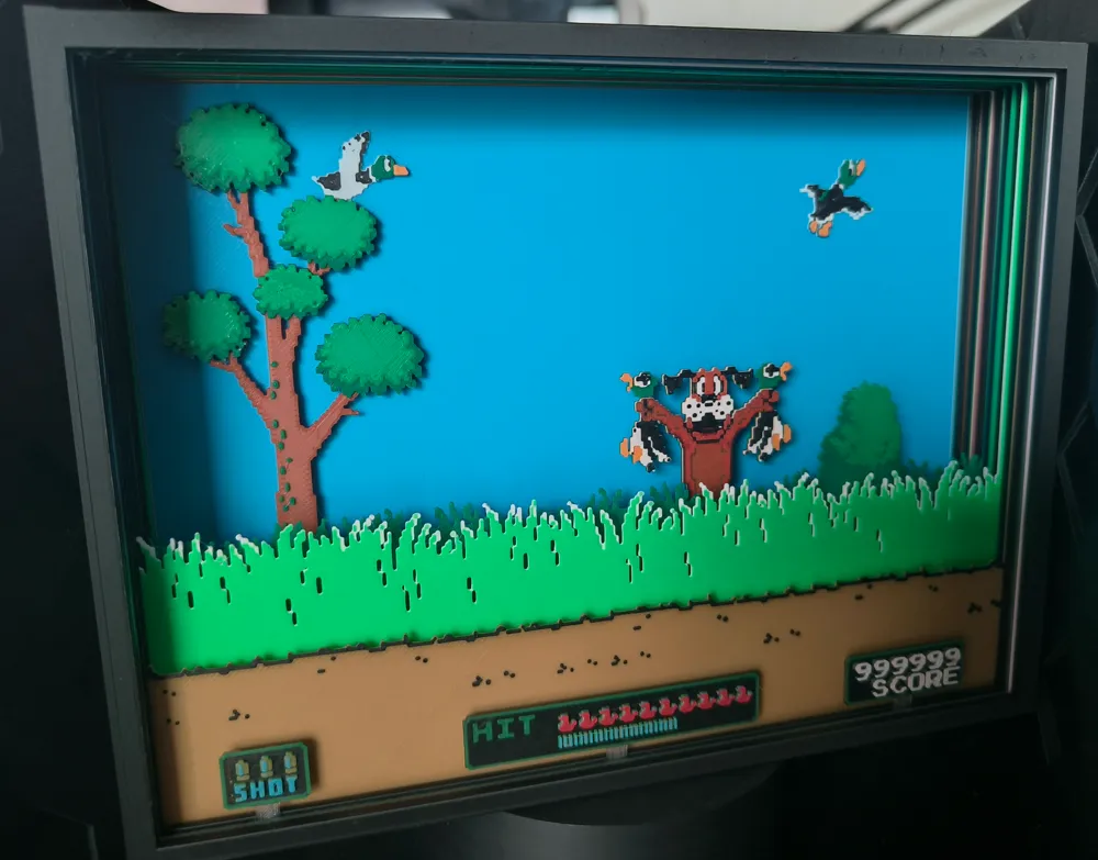 Duck Hunt Shadowbox by Placeholder MakerWorld: Download Free 3D Models
