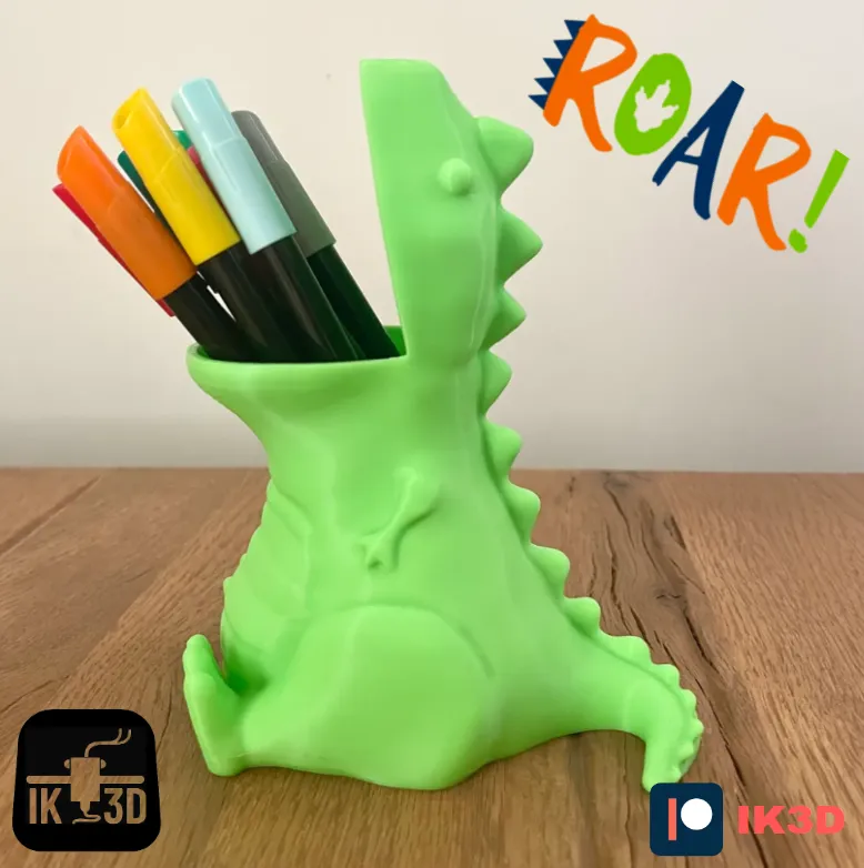 Chubby Dinosaur T-Rex Dino Pencil Holder by IK3Digital - MakerWorld