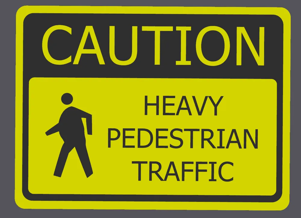 CAUTION: Heavy Pedestrian Traffic Sign by Wikydtron - MakerWorld