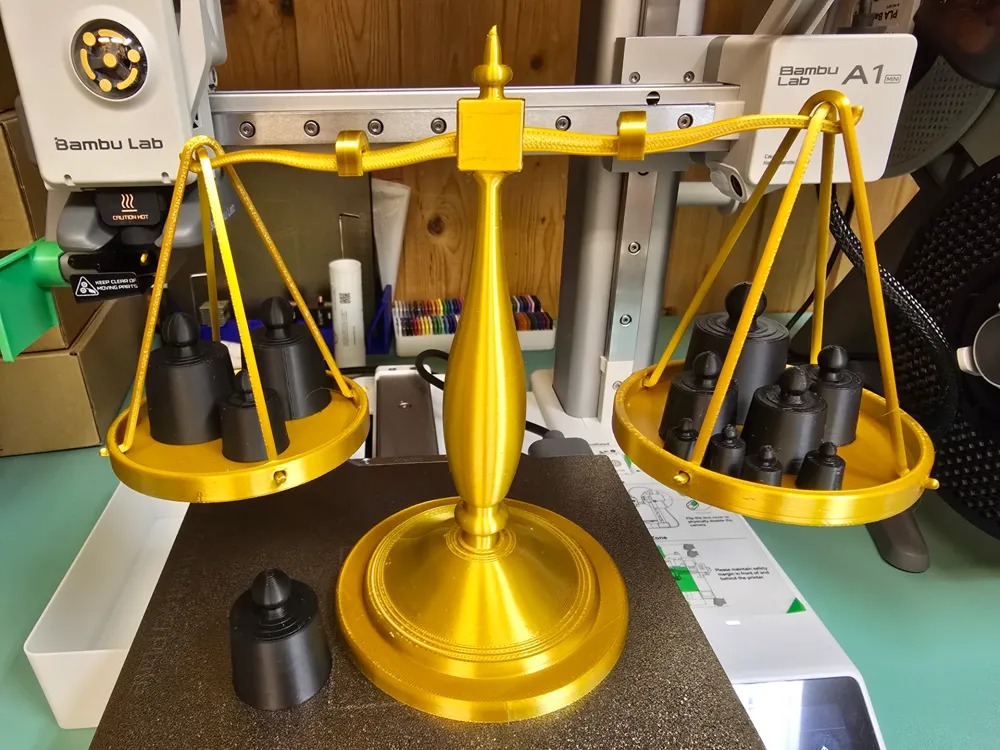 Decorative Tipping Scale with Weights by Fourier81 - MakerWorld