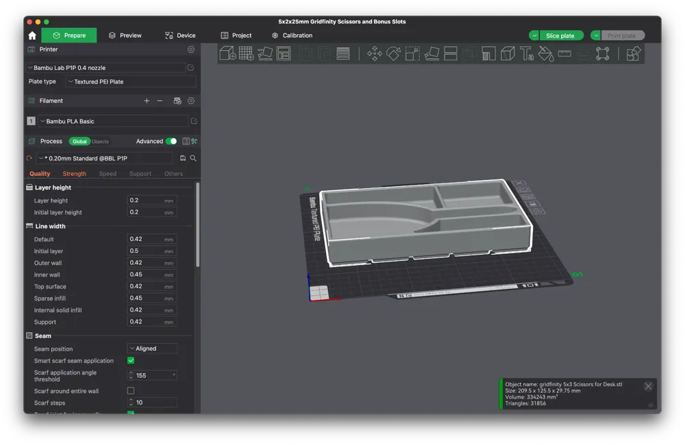 5x3x25mm Gridfinity Scissors and Bonus Slots by pmorgan - MakerWorld