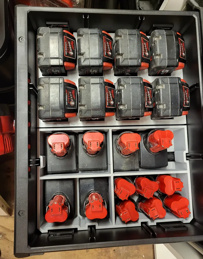 8 x 5.0Ah battery holder for Packout drawers by Milwaukee Dave ...