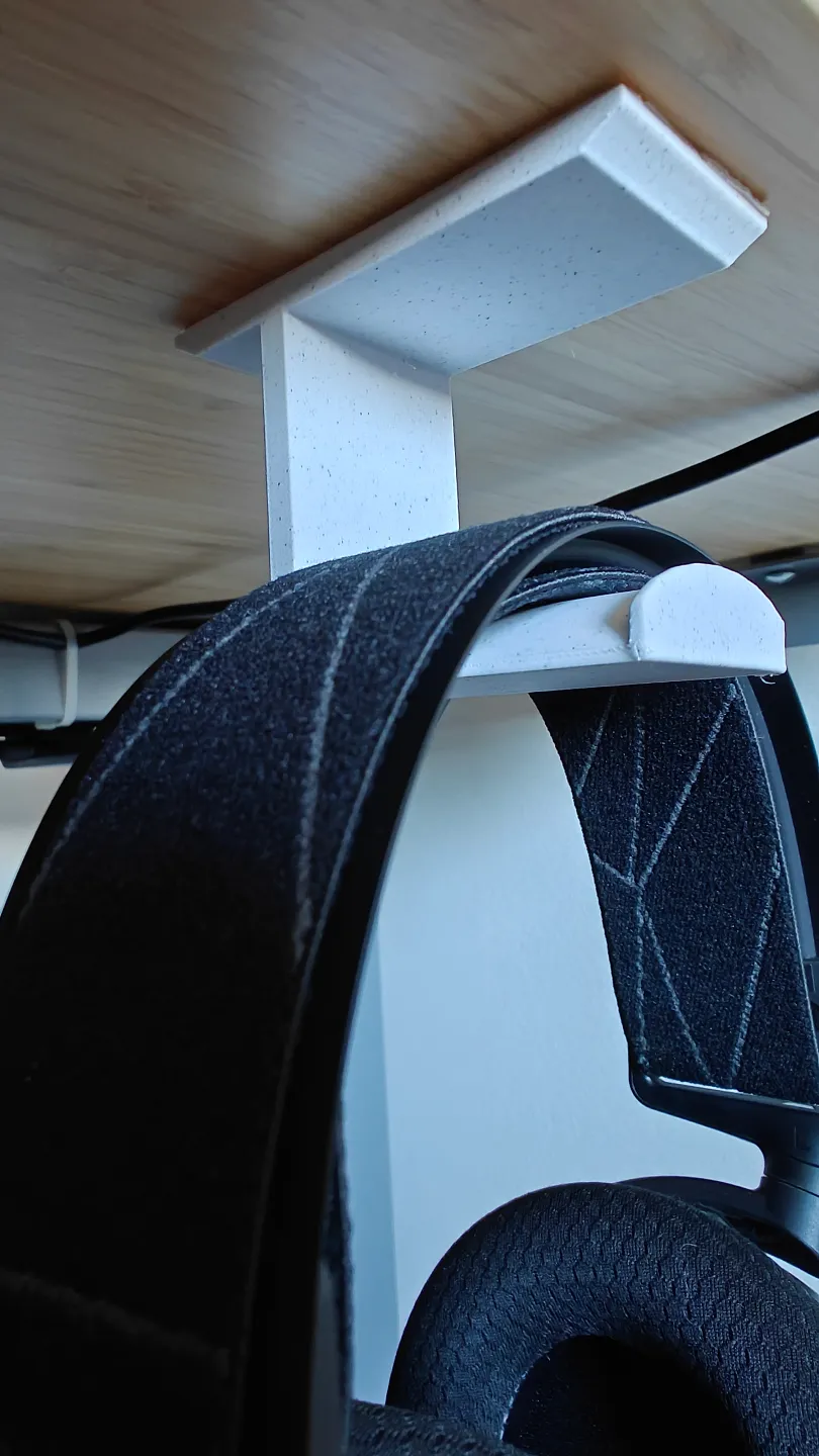 Under-desk Headphone and Cable Holder - No Screws! by Krieke - MakerWorld