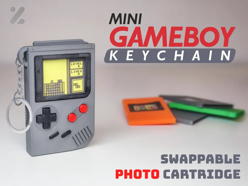 Mini GameBoy Keychain – Swappable Photo Cartridge - Free 3D Print Model ...
