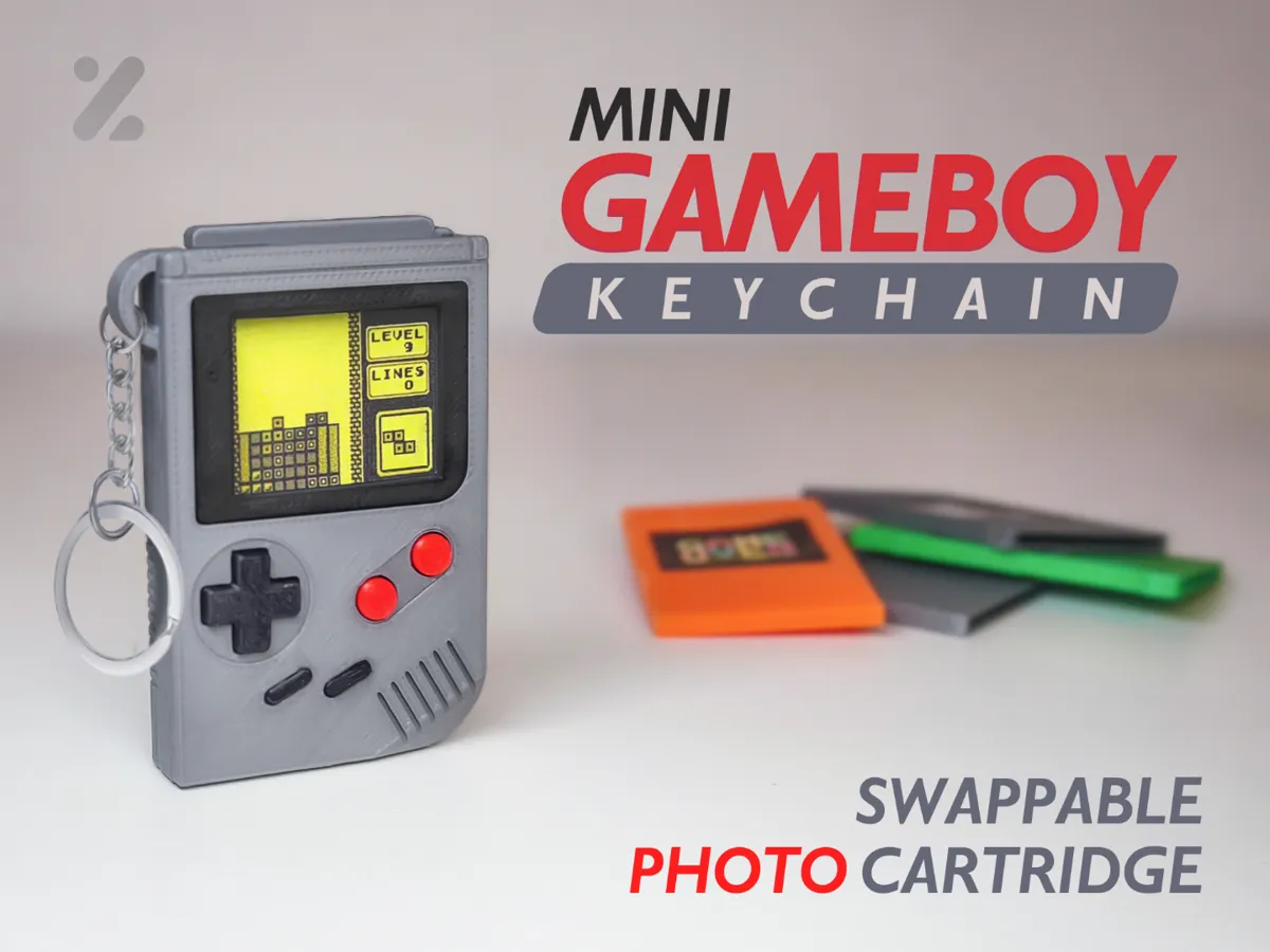 Mini GameBoy Keychain – Swappable Photo Cartridge - Free 3D Print Model ...