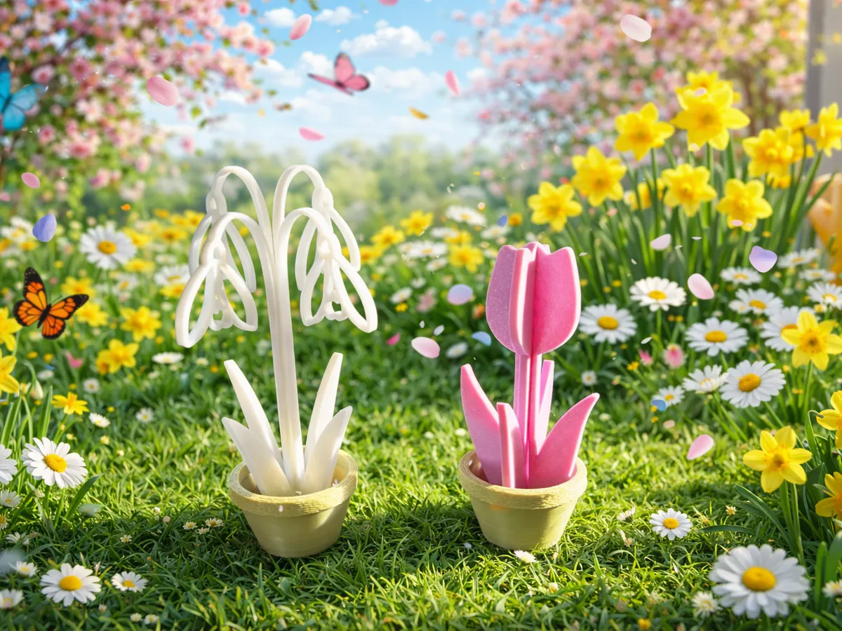 Flowers in a Pot - Spring no AMS - Free 3D Print Model - MakerWorld