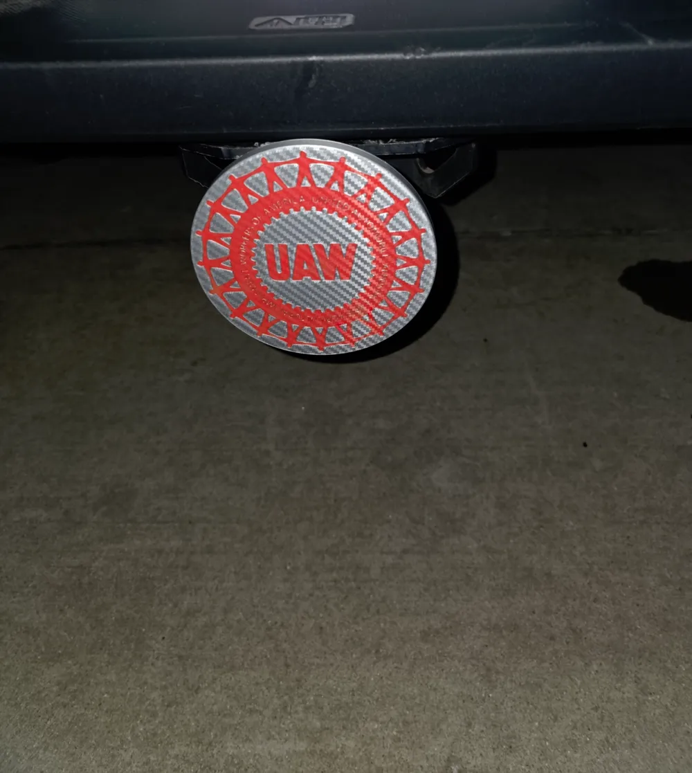 UAW Wheel Trailer Hitch Receiver Cover by Hi-Tech Redneck - MakerWorld