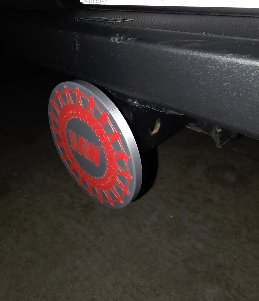 UAW Wheel Trailer Hitch Receiver Cover by Hi-Tech Redneck - MakerWorld