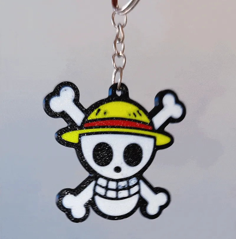 One Piece Luffy Skull Keychain – AMS 4 Color Print - Free 3D Print ...
