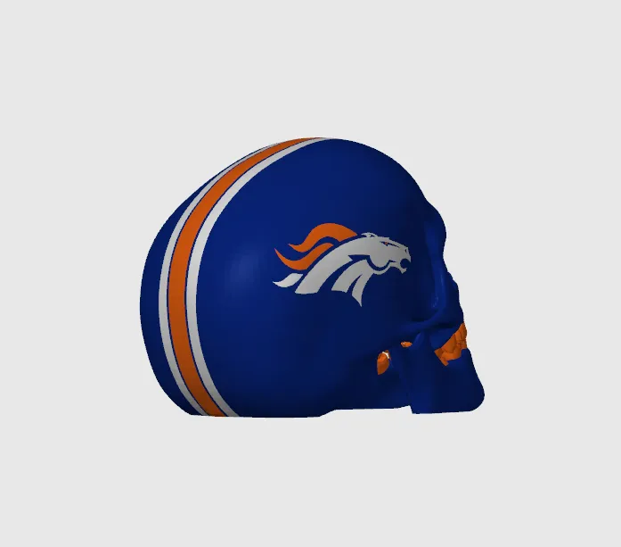 Denver Broncos Skull - Free 3D Print Model - MakerWorld