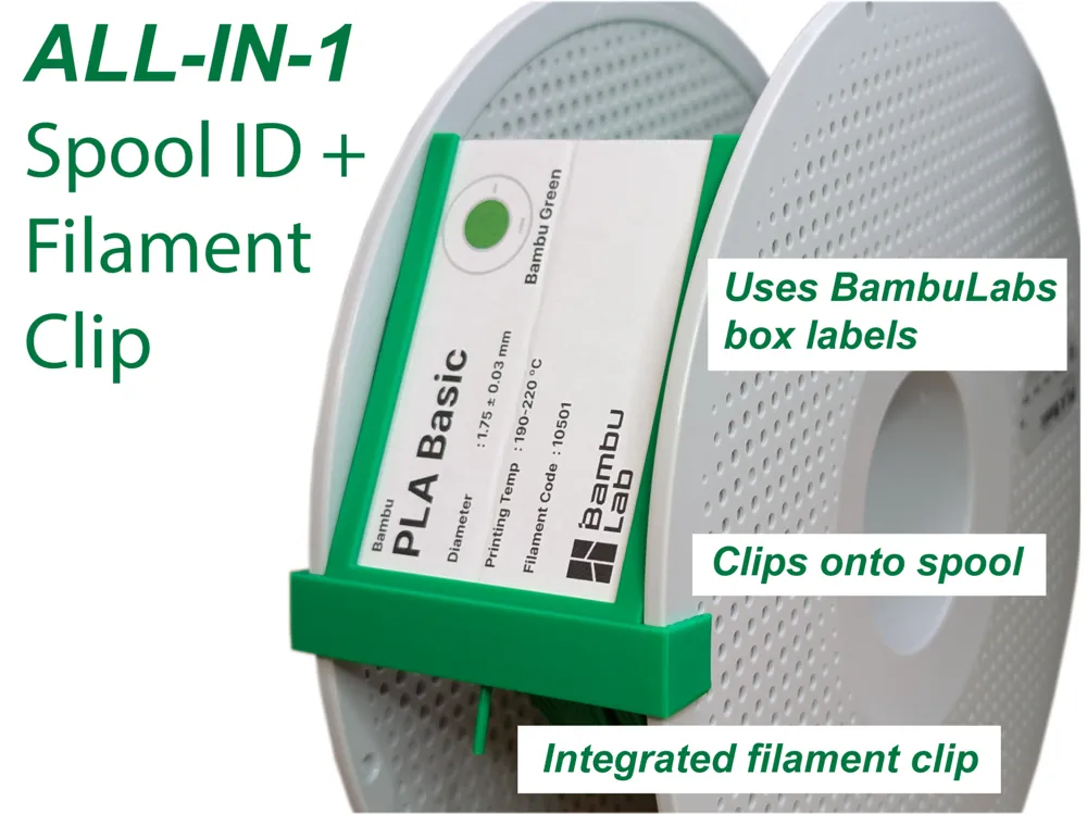Spool Label ID and Filament CLIP - ALL-IN-ONE by DestroyerOfWorlds ...