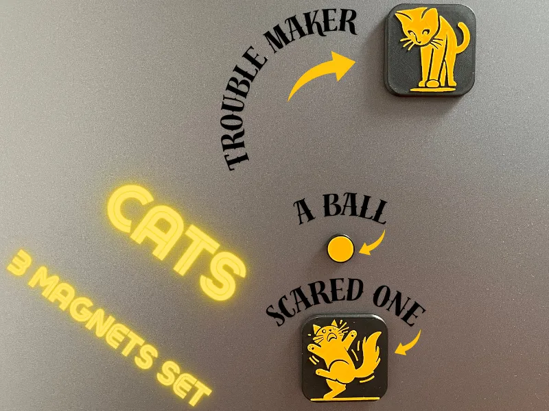 Playful Cat Fridge Magnets - 3 Magnets set by anneck - MakerWorld