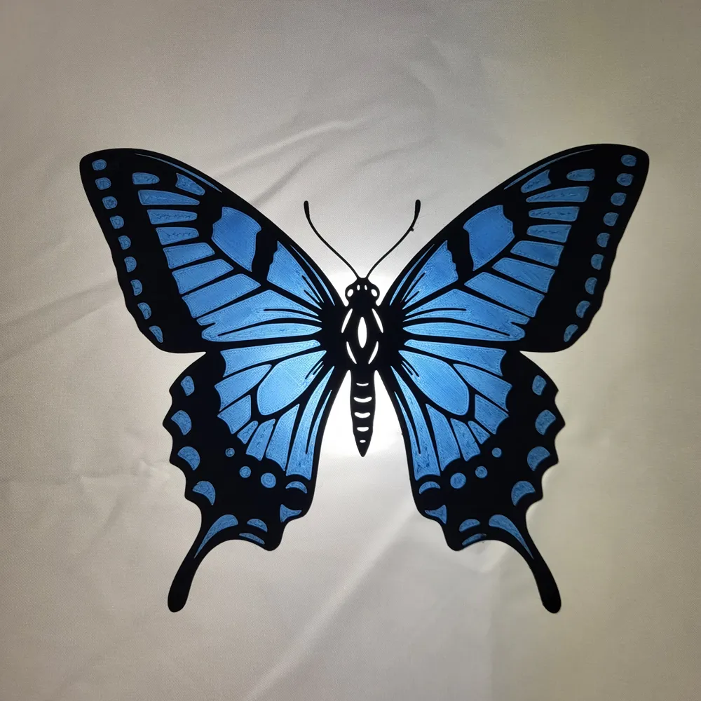 Butterfly Wall Art – Elegant Blue Butterfly Decor - Free 3D Print Model ...