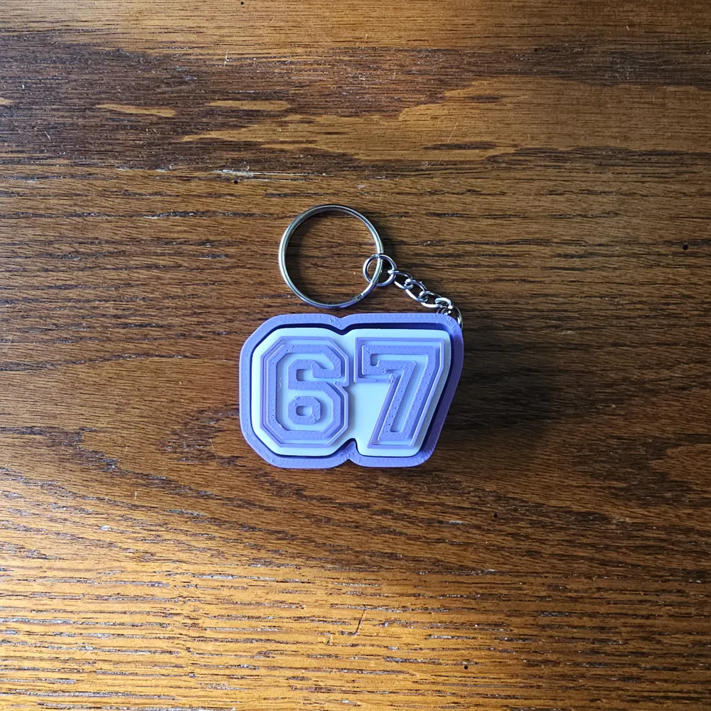 67 Varsity font six seven Clicker Keychain - Free 3D Print Model ...