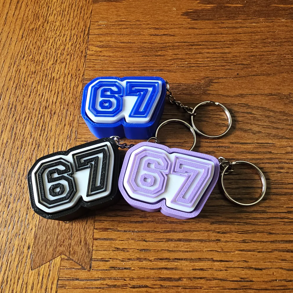 67 Varsity font six seven Clicker Keychain - Free 3D Print Model ...