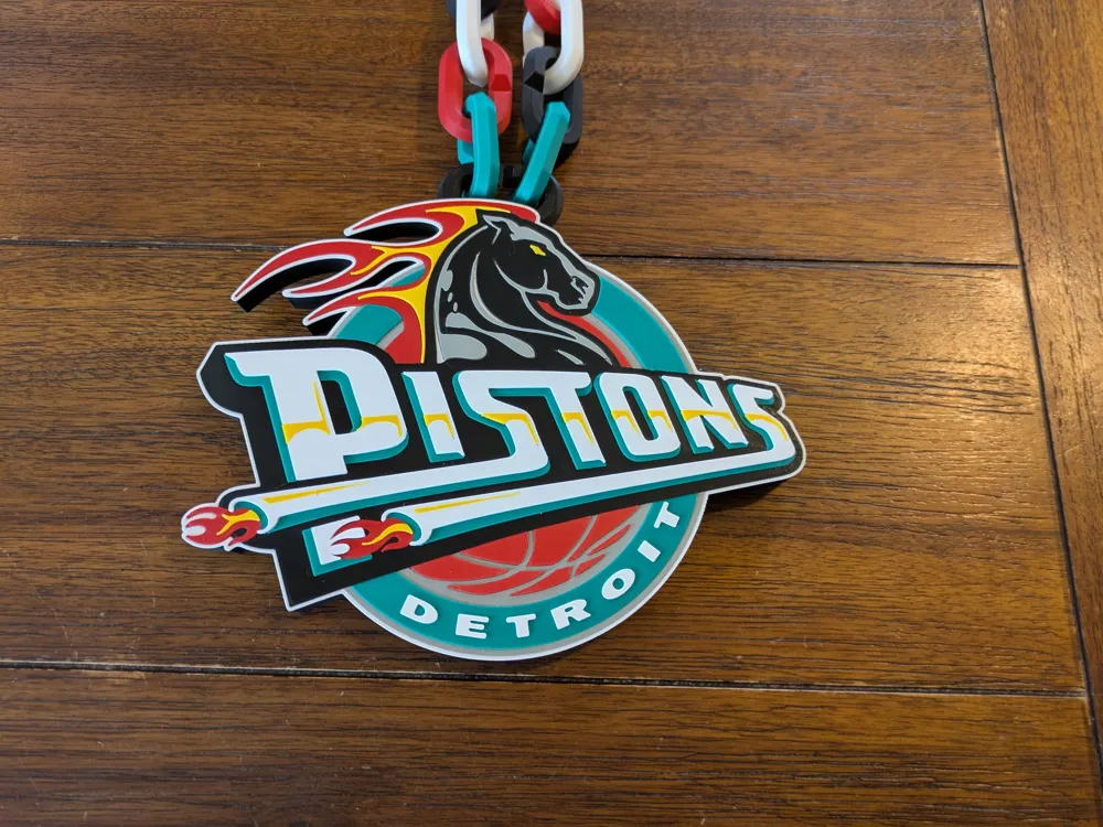 Detroit Pistons Alt logo oversized chain 6 color - Free 3D Print Model ...