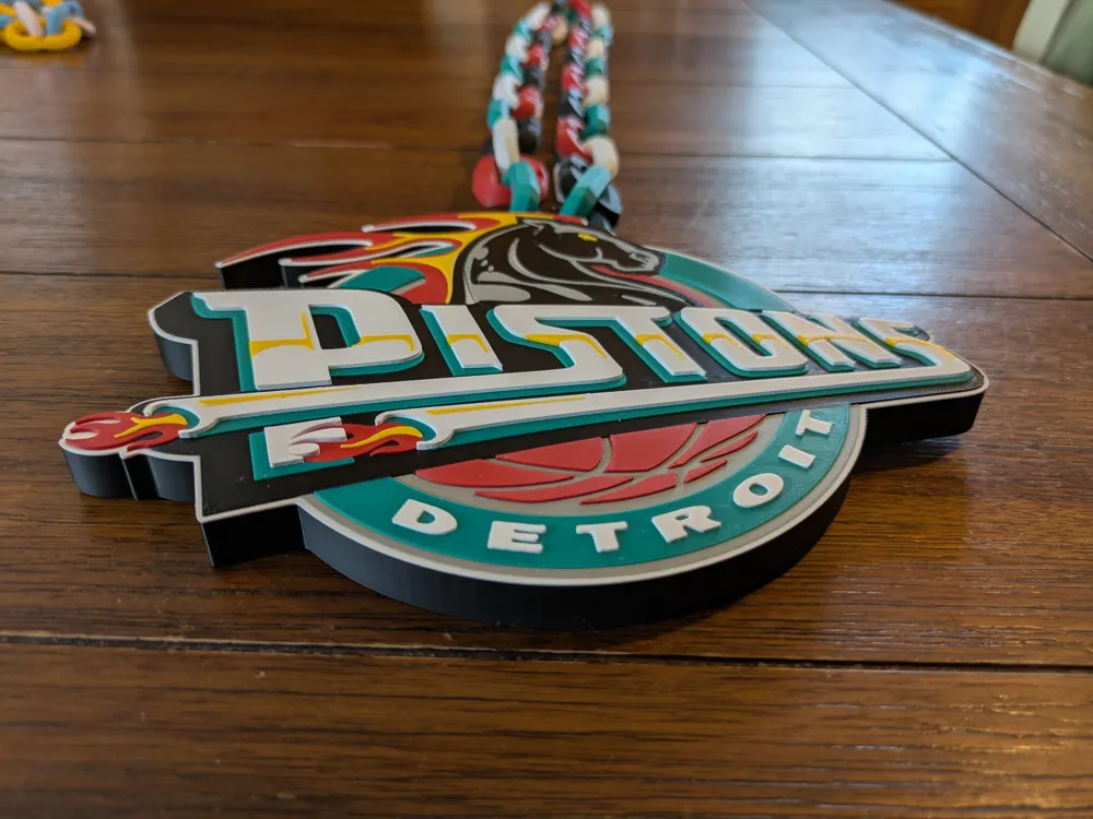 Detroit Pistons Alt logo oversized chain 6 color - Free 3D Print Model ...
