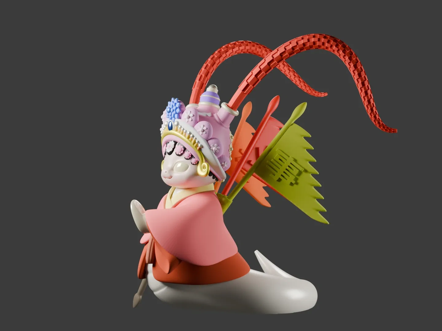 Flag-bearing Dan and Auspicious Snake, Wishing everyone a successful ...