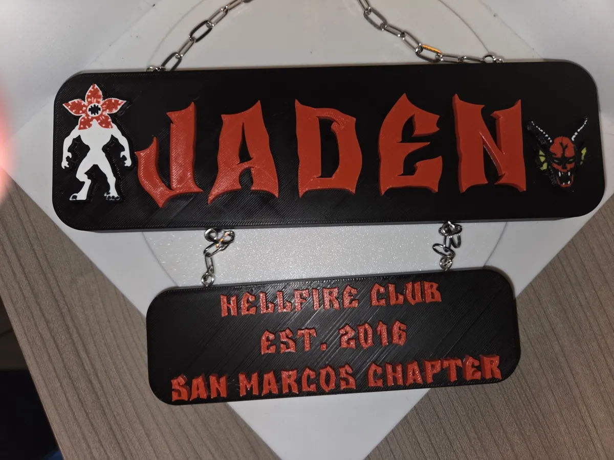 Hellfire Name Plate - Free 3D Print Model - MakerWorld