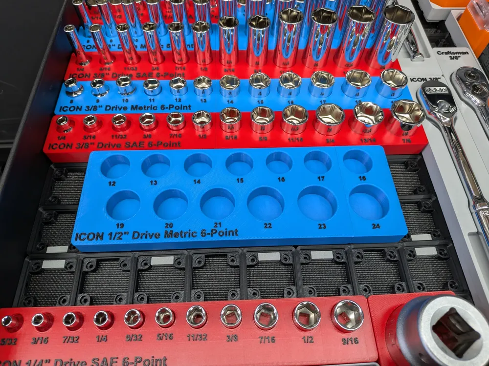 ICON 1/2" Metric Socket Gridfinity Holder by DisownedPenny MakerWorld: Download Free 3D Models