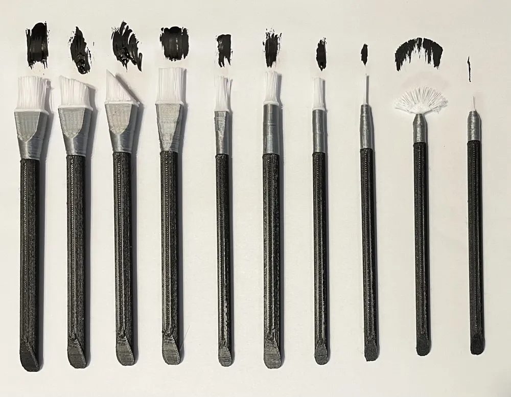 Printable Paint Brush Set 10pc - Free 3D Print Model - MakerWorld