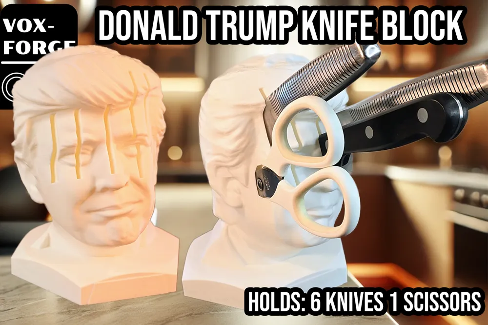 Trump Head Knife Holder by Vox-Forge MakerWorld: Download Free 3D Models
