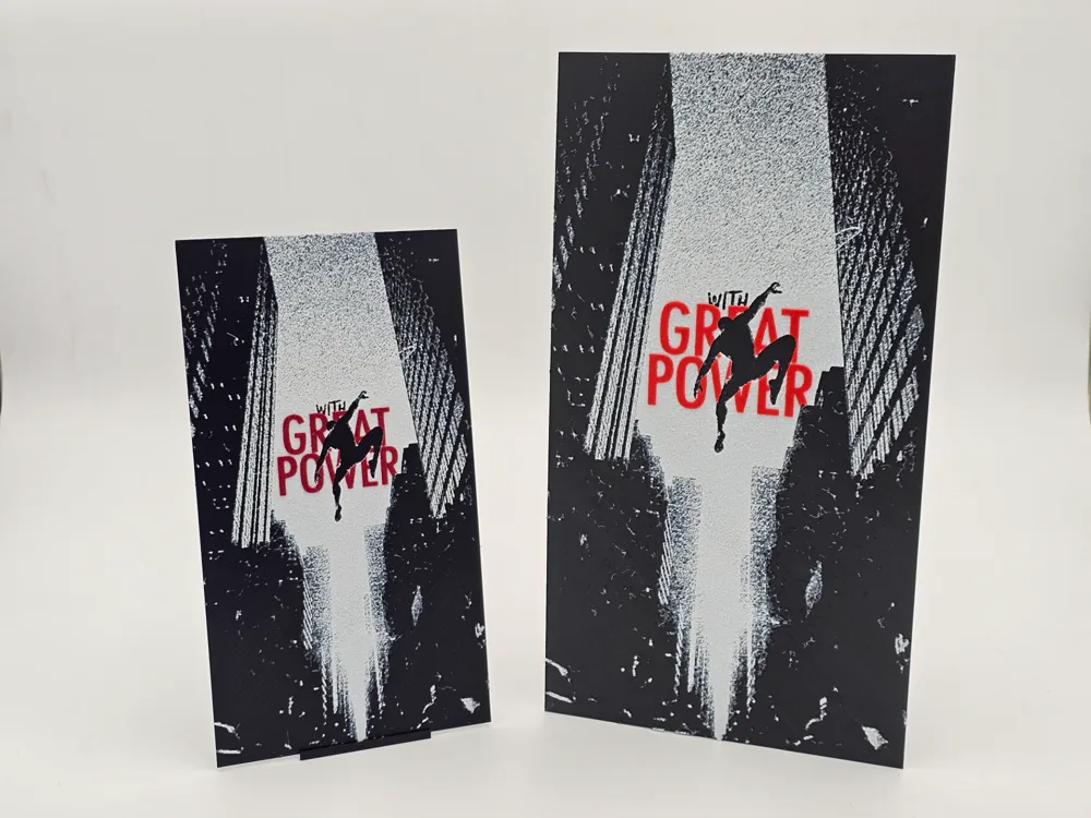 Spider Man Silhouette Poster Hueforge - Free 3D Print Model - MakerWorld