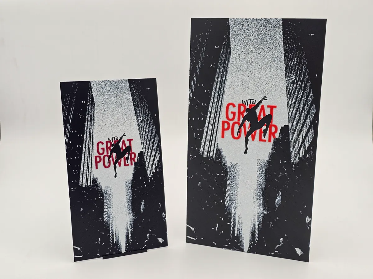 Spider Man Silhouette Poster Hueforge - Free 3D Print Model - MakerWorld