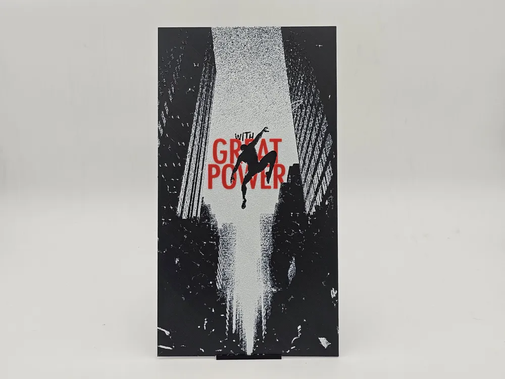 Spider Man Silhouette Poster Hueforge - Free 3D Print Model - MakerWorld