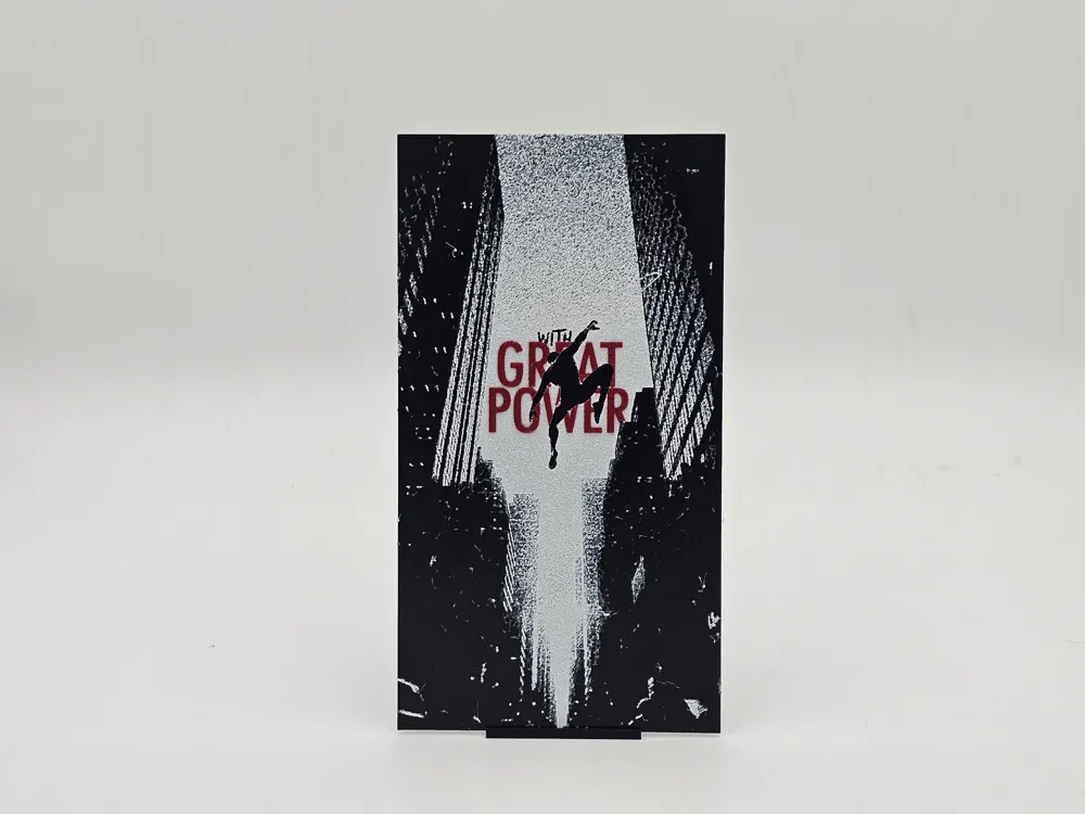 Spider Man Silhouette Poster Hueforge - Free 3D Print Model - MakerWorld