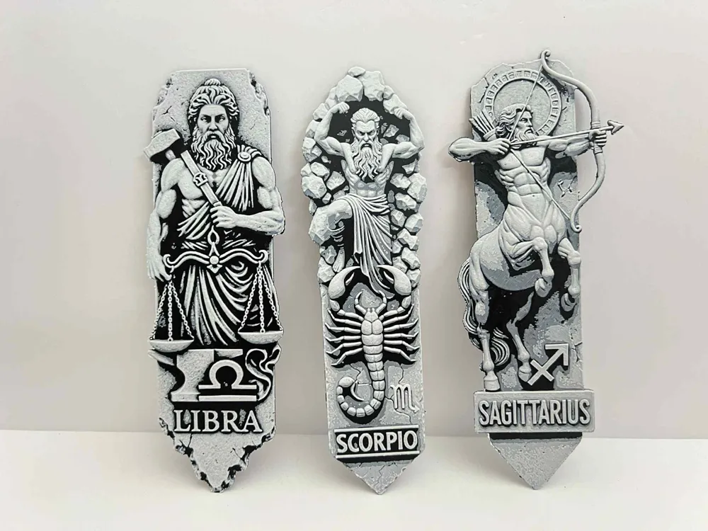 Astrology - Libra, Scorpio, Sagittarius Bookmark - Free 3D Print Model ...