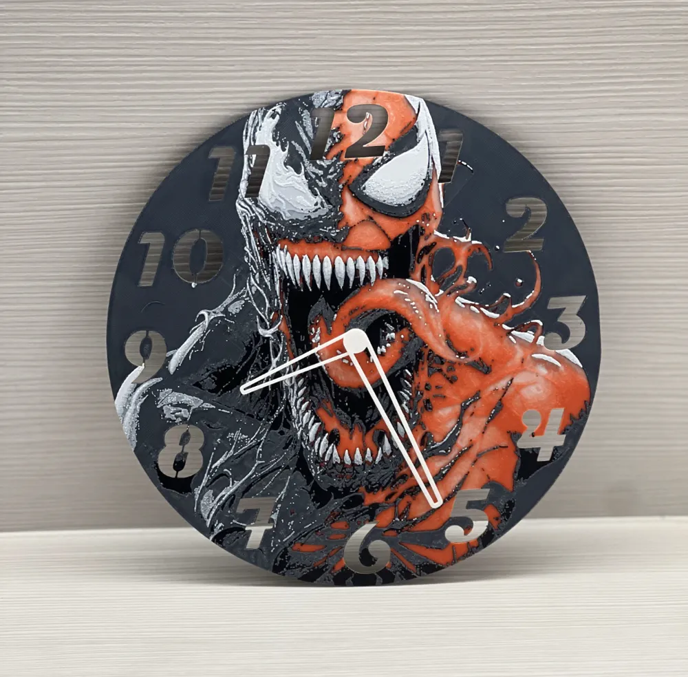 Venom vs Spiderman Clock HueForge by Macik - MakerWorld