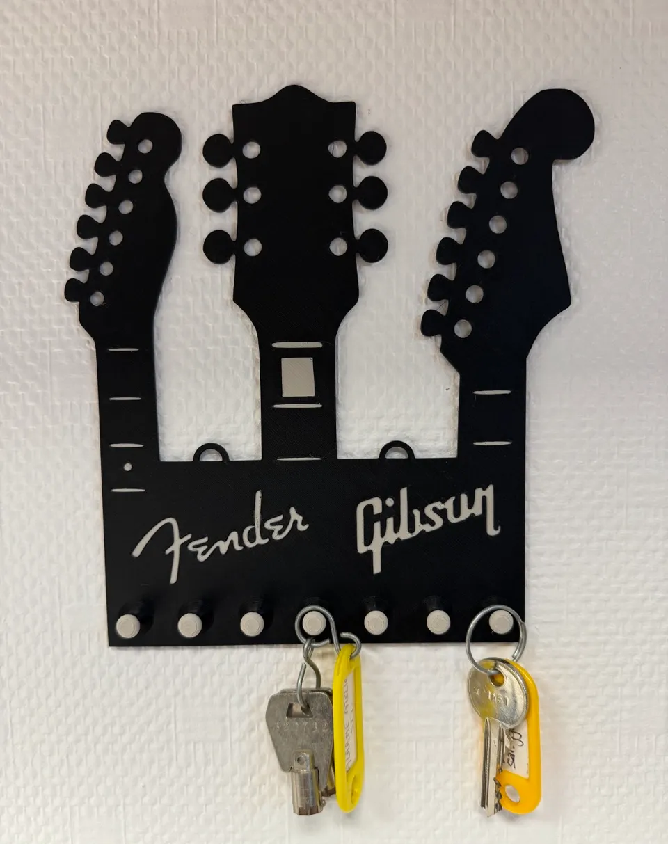 Wall keys holder guitar Fender Gibson - Free 3D Print Model - MakerWorld
