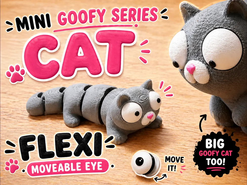 Mini Goofy series – Gato flexível, Olhos móveis - Modelo gratuito para ...