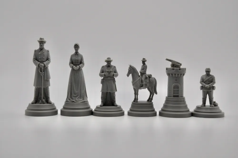Civil War Confederate Chess Set - Free 3D Print Model - MakerWorld