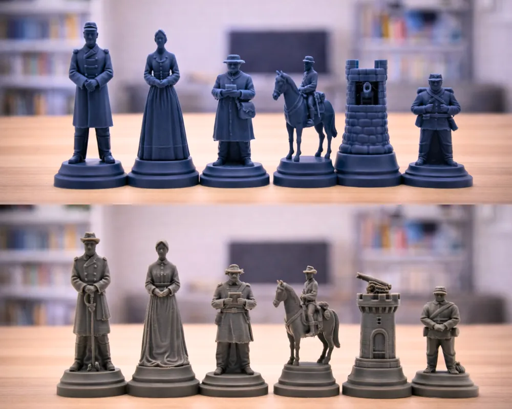Civil War Confederate Chess Set - Free 3D Print Model - MakerWorld
