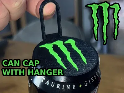Monster Can Cap with Hanger - NO AMS - Free 3D Print Model - MakerWorld