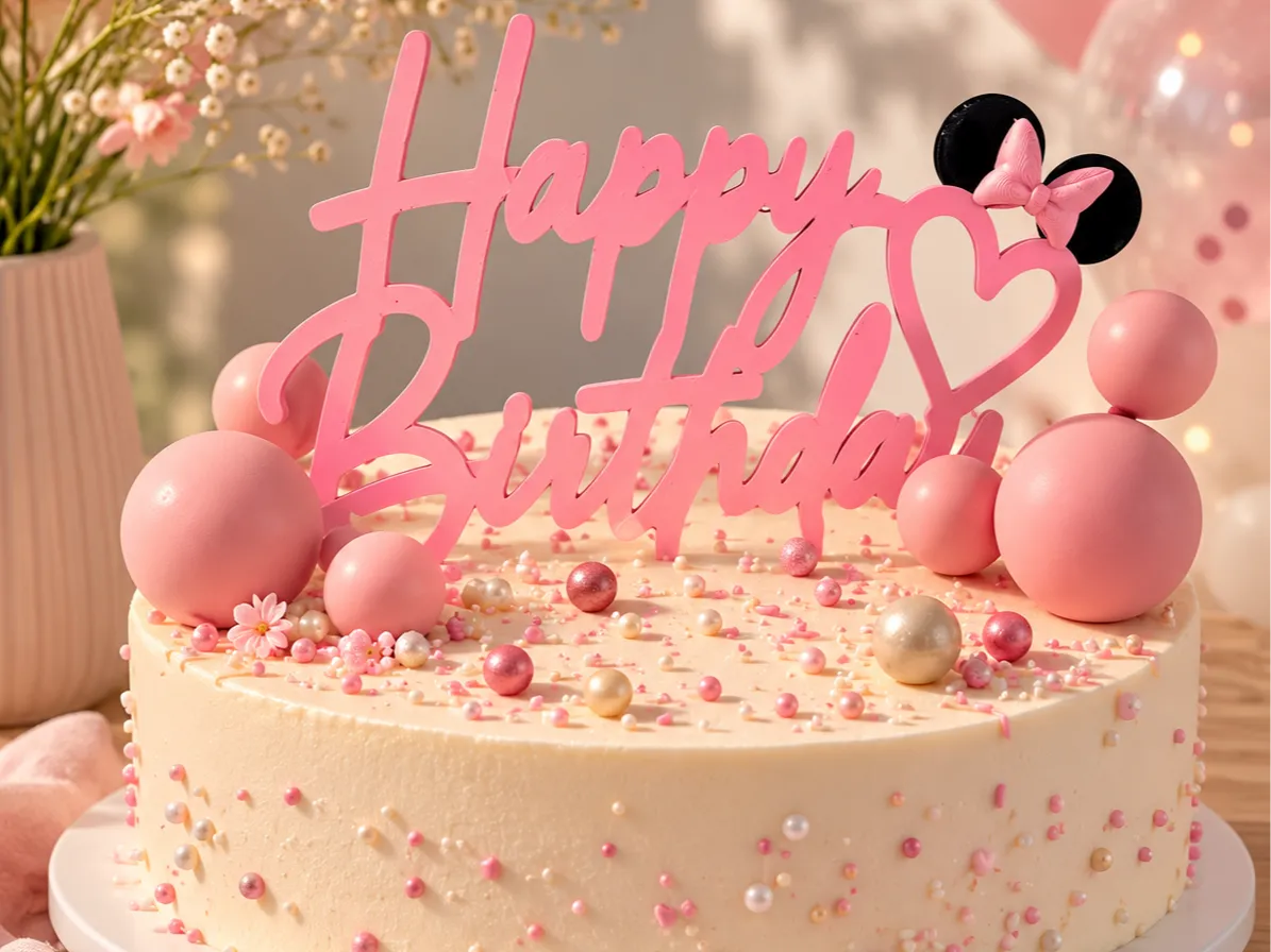 Happy Birthday Cake Topper Heart Mouse Ears - Free 3D Print Model ...