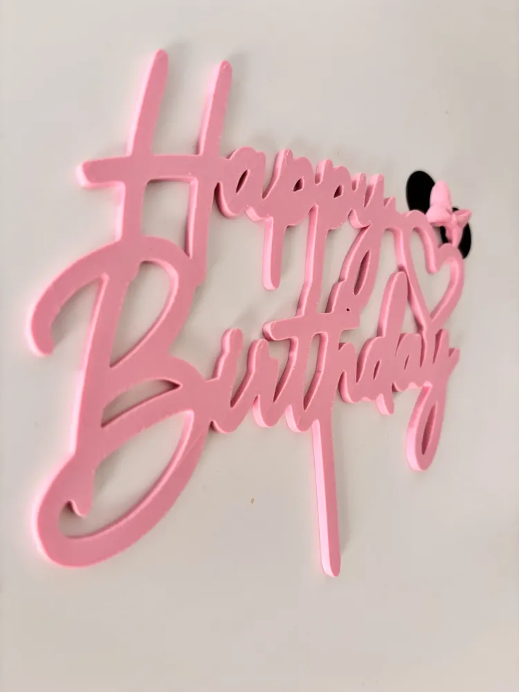 Happy Birthday Cake Topper Heart Mouse Ears - Free 3D Print Model ...
