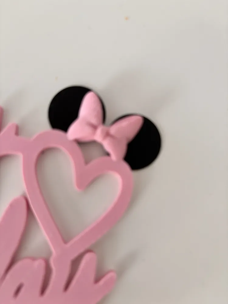 Happy Birthday Cake Topper Heart Mouse Ears - Free 3D Print Model ...