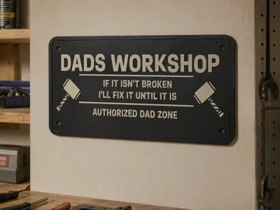 Dad’s Workshop Sign – Fun Father’s Day Gift - Free 3D Print Model ...