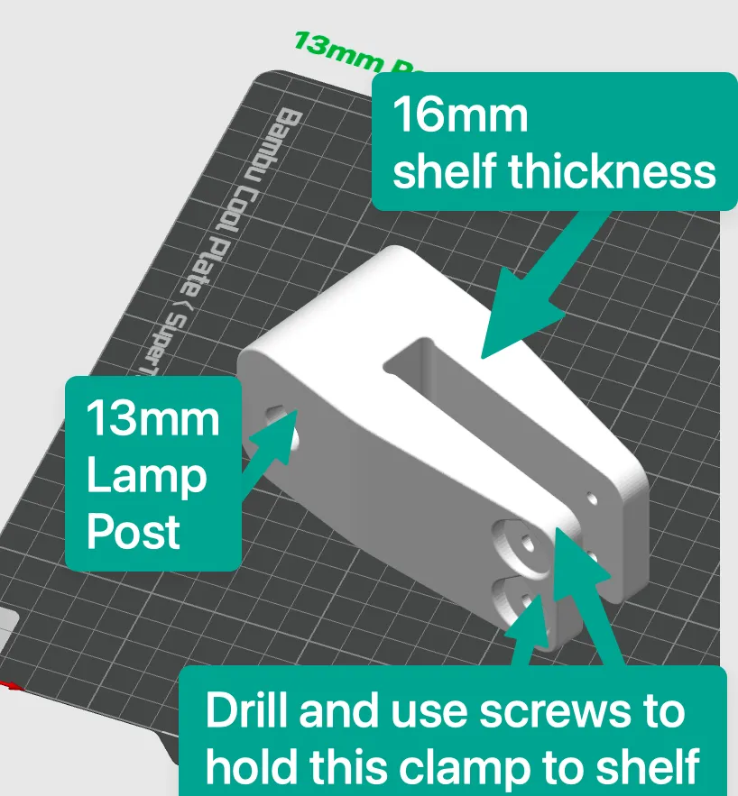 Bracket for Mounting Architect Lamp to shelf, desk - Free 3D Print ...