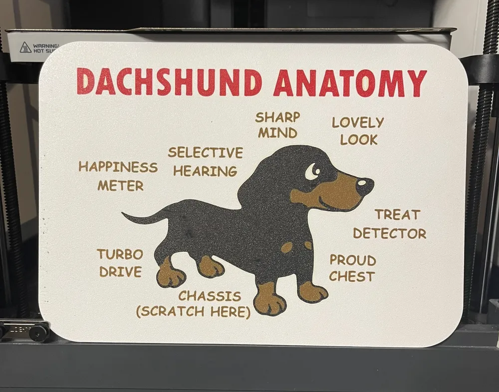 Dachshund Anatomy funny sign - Free 3D Print Model - MakerWorld